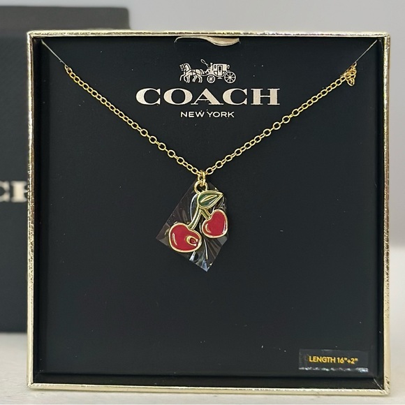 Coach | Jewelry | Coach Heart Cherry Pendant Necklace | Poshmark